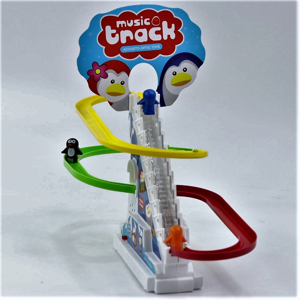 3 Penguin Slide Toy Set, Funny Automatic Stair - Climbing Penguin Cart ...