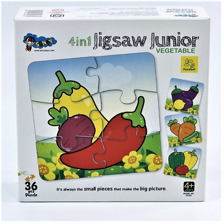 4 in 1 Jigsaw Junior Fruits, 4 Different Puzzles for Kids 36 Pieces Ji ...