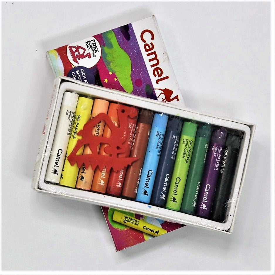 Camel Oil Pastel Colors 12 shades with FREE scraping tool – IntelKids