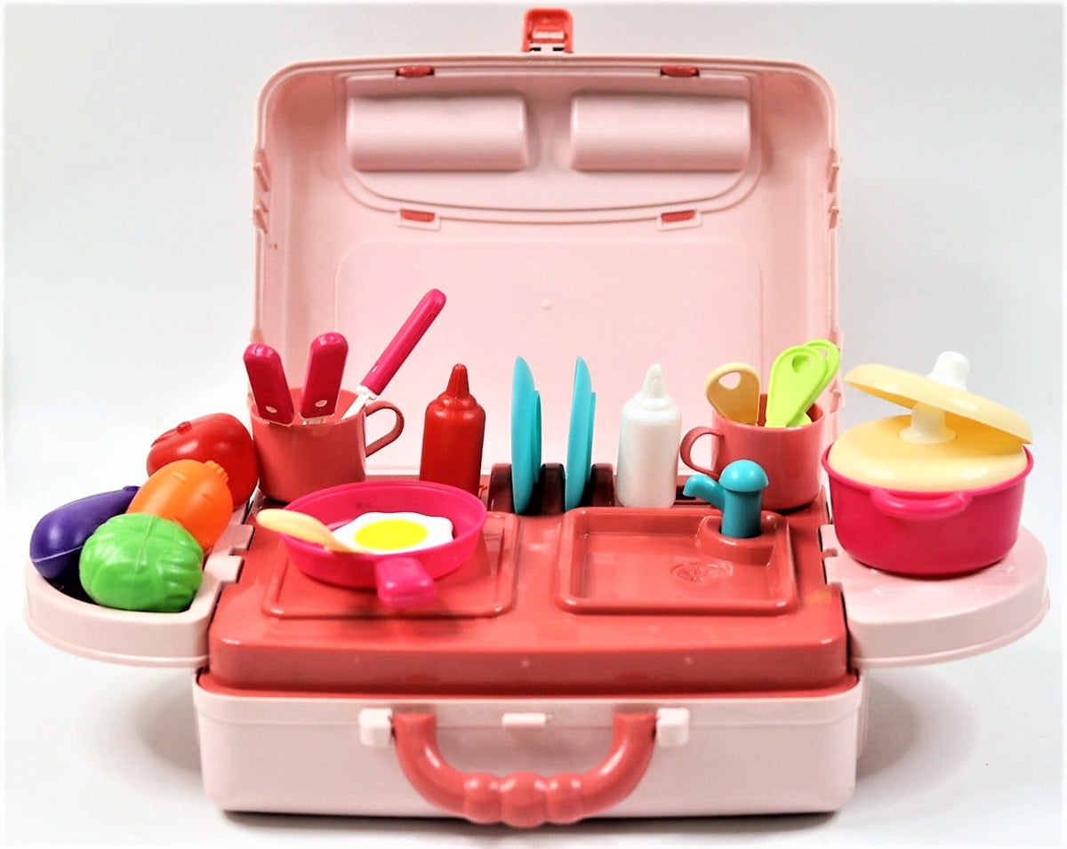 3 in 1 Pretend to Play Little Chef's Plastic Kitchen Set with Portable ...